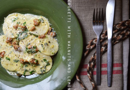 Croxetti with Walnuts and Lemon – The Travelling Pantry