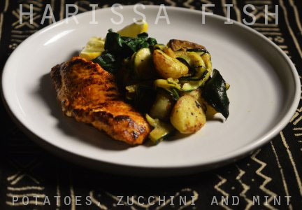 Harissa Fish with Zucchini, Mint and Lemon Potatoes – The Travelling Pantry